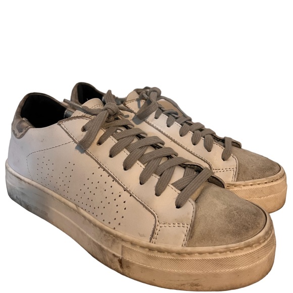 P448 | Shoes | P448 Thea White Platform White Sneakers Leopard Accent ...